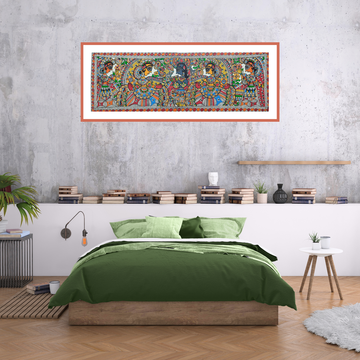 Hand Painted Traditional Krishna Rasleela with Gopi Madhubani Painting ...